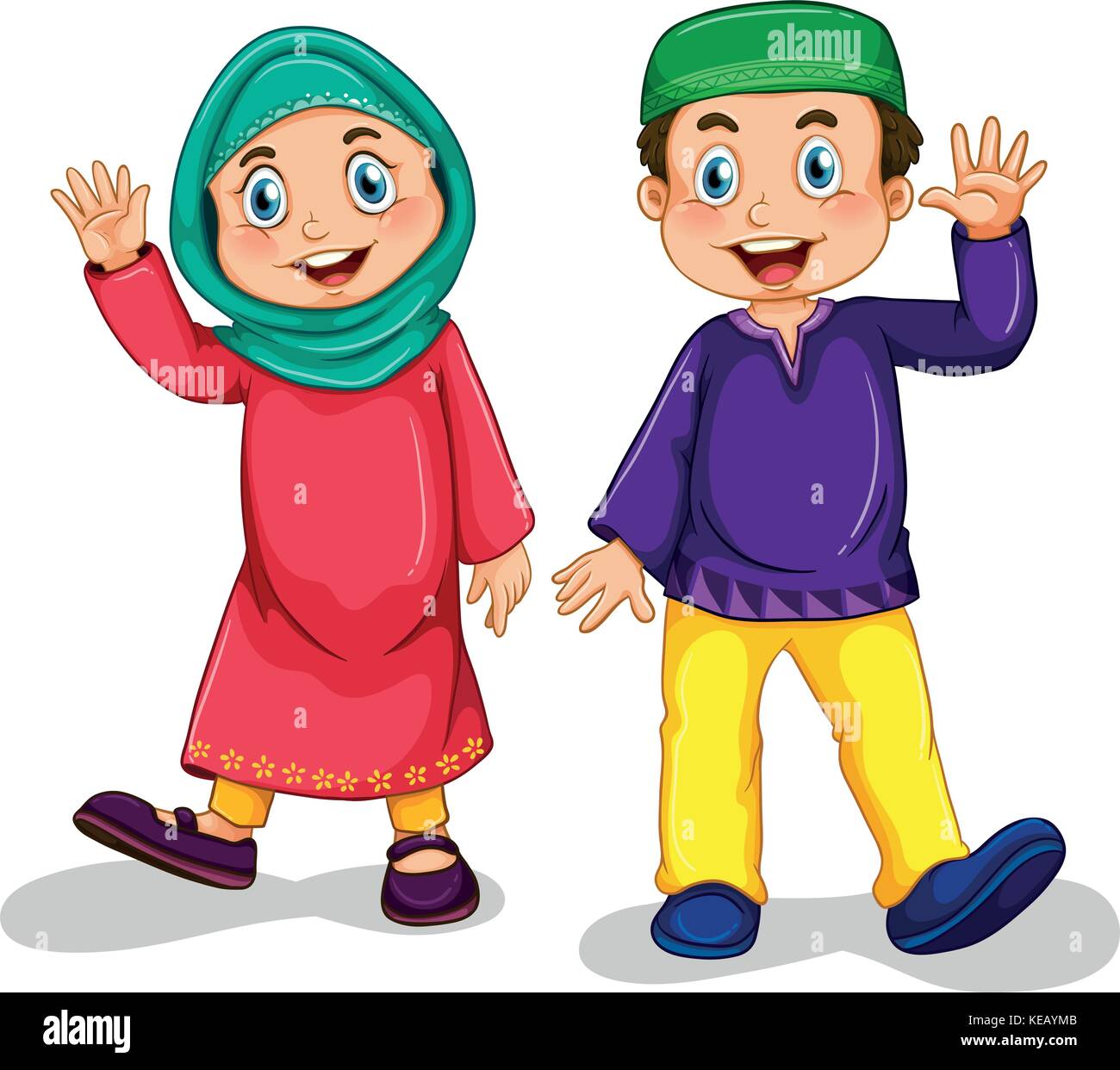 Boy and girl muslim in traditional costume Stock Vector Image & Art - Alamy