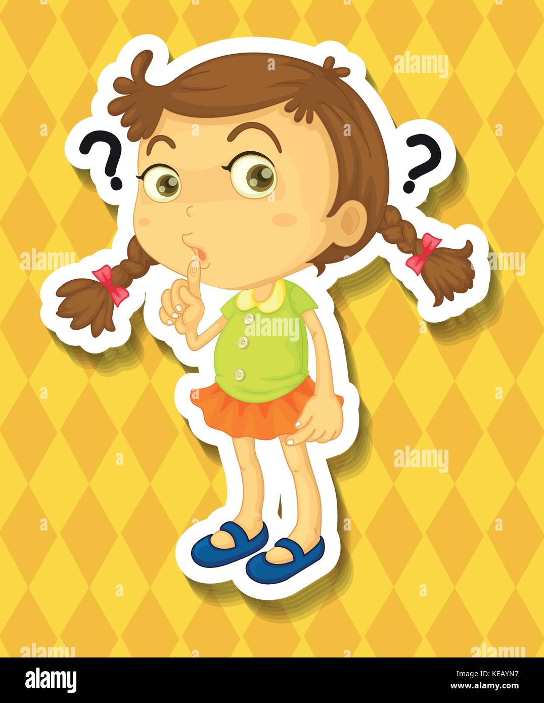 Sticker of a girl with questions on her mind Stock Vector Image & Art ...