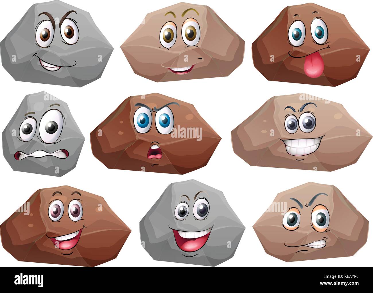 Illustration of rocks with facial expressions Stock Vector Image & Art ...
