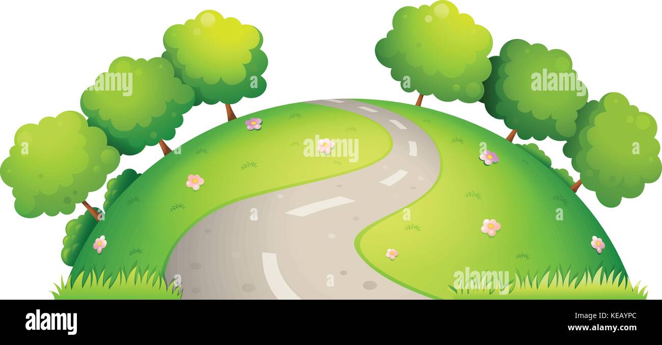 Illustration of a single road surrounded by nature Stock Vector Image ...