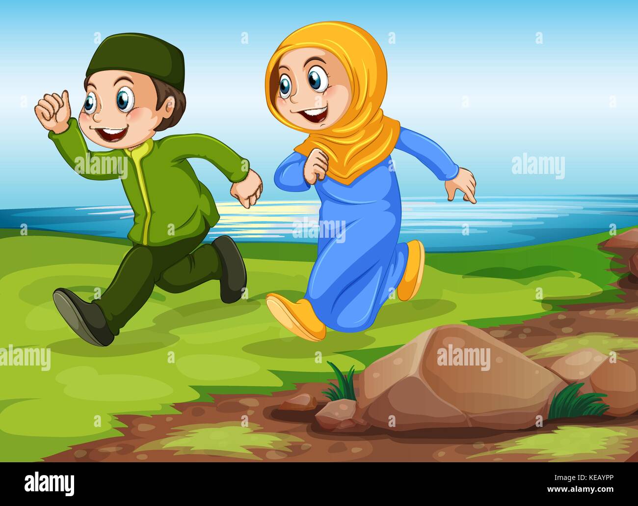 Woman in river Stock Vector Images - Alamy