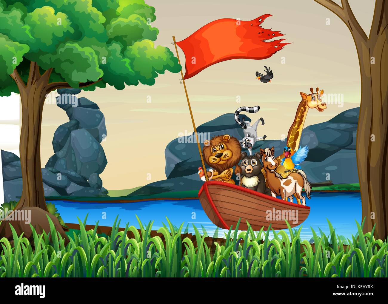 White boat floating in Stock Vector Images - Alamy