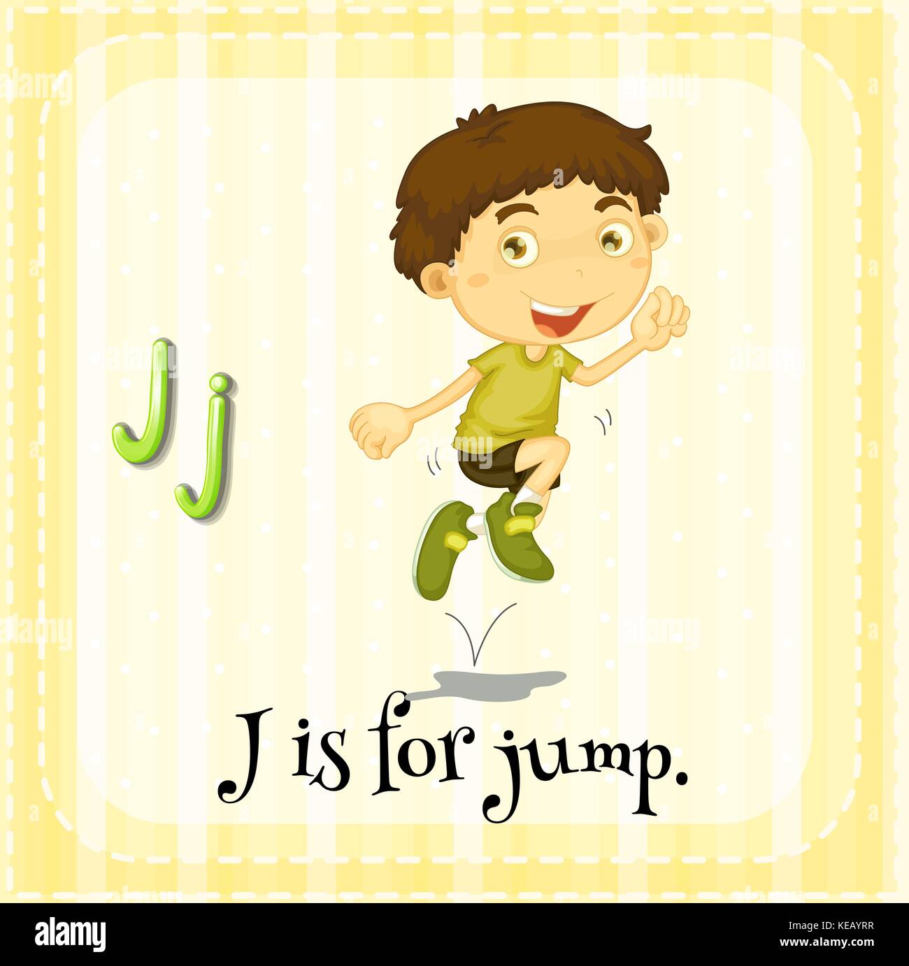 Flashcard of an alphabet J with a boy jumping Stock Vector Image & Art ...