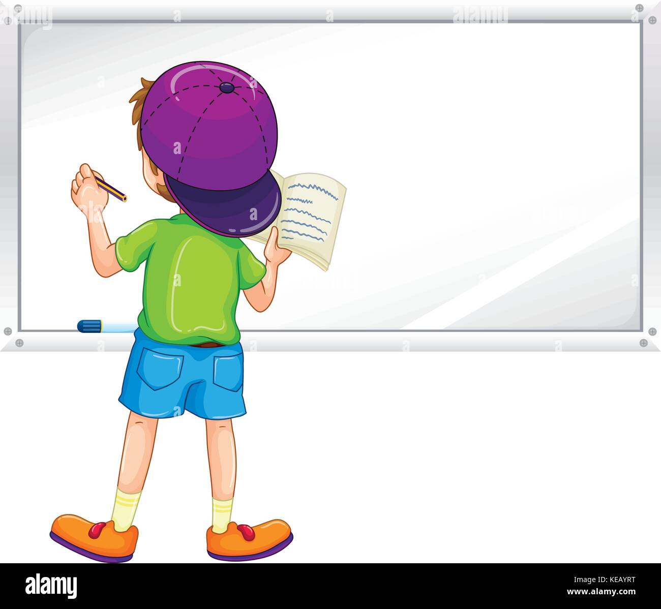 Boy writing on the whiteboard with a marker Stock Vector Image & Art ...