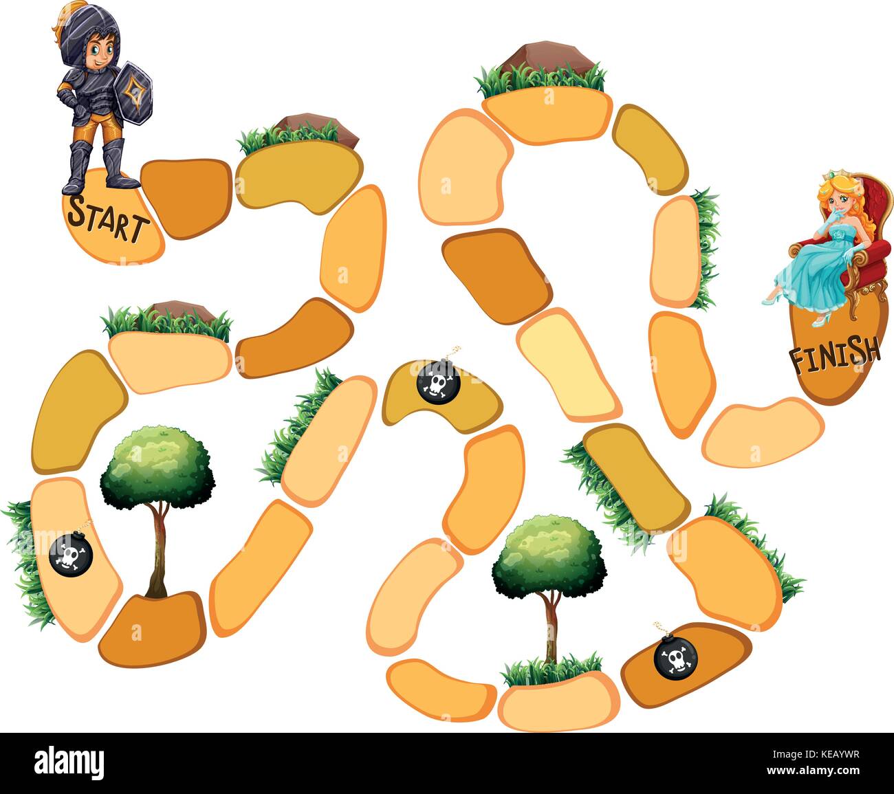 Illustration of boardgame with a knight and a princess Stock Vector ...