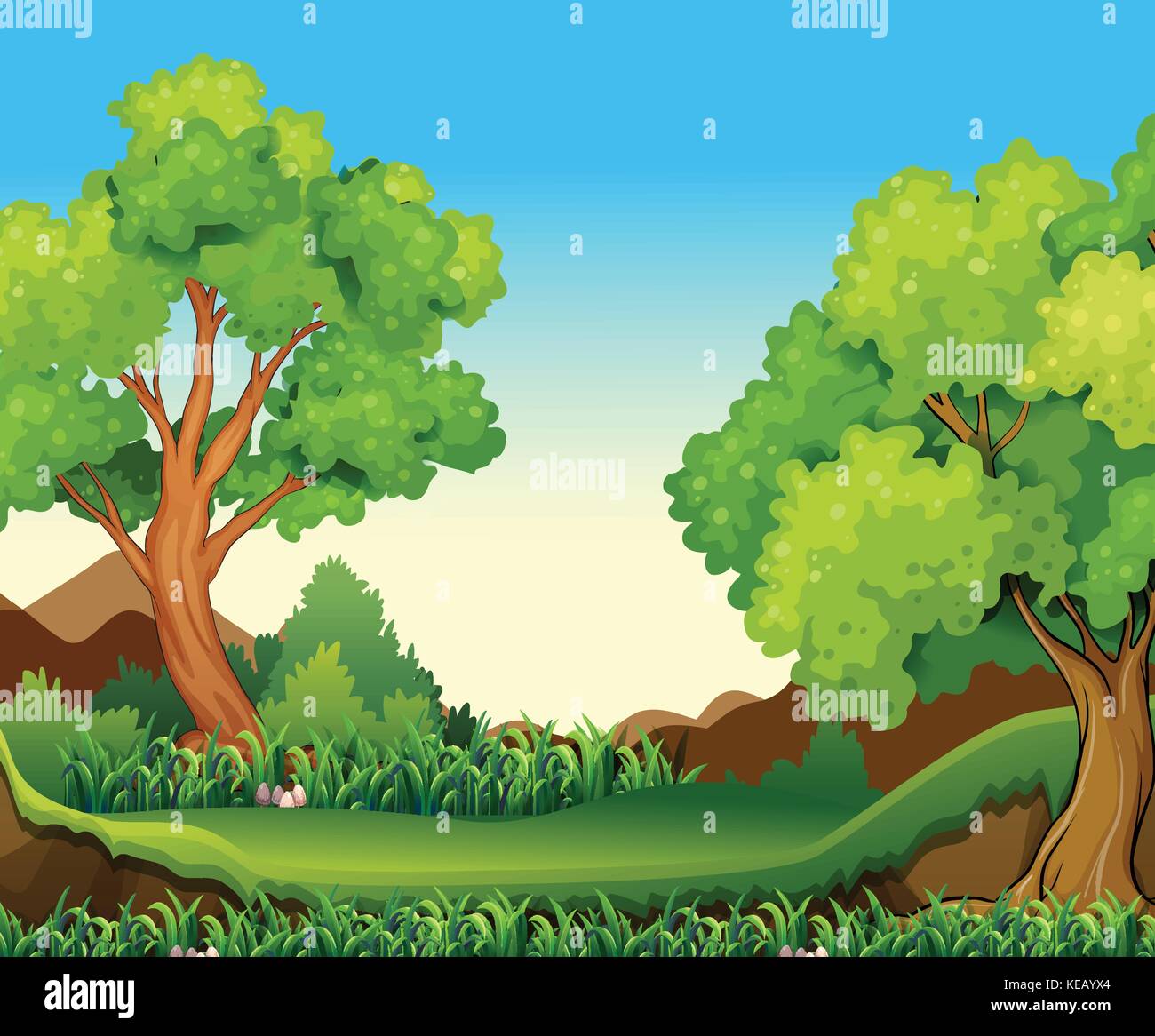Illustration of a forest view at daytime Stock Vector Image & Art - Alamy