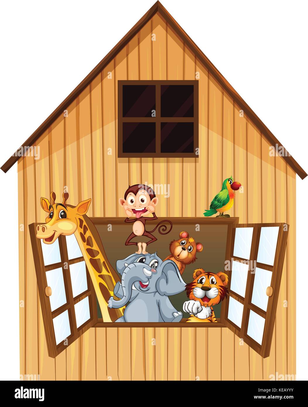 Many animals by the window of a barn Stock Vector Image & Art - Alamy