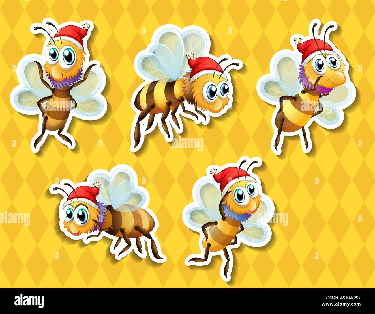 Five bees flying with yellow background Stock Vector Image & Art - Alamy