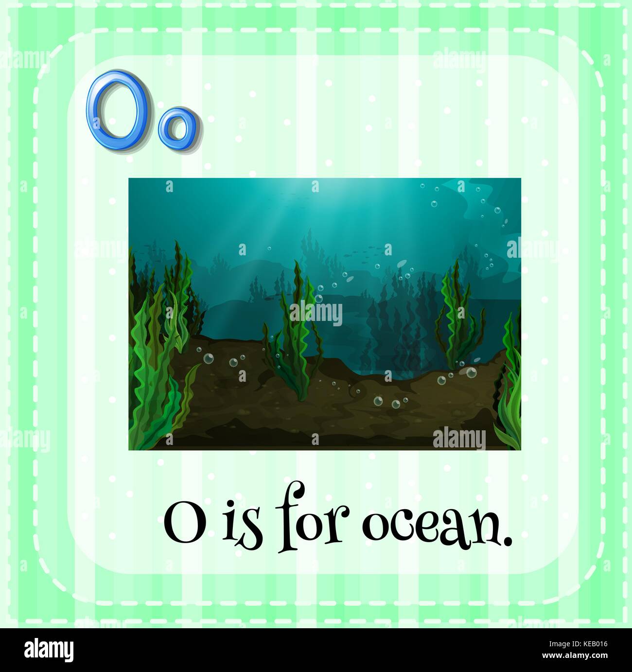 Flashcard letter O is for ocean with green background Stock Vector ...