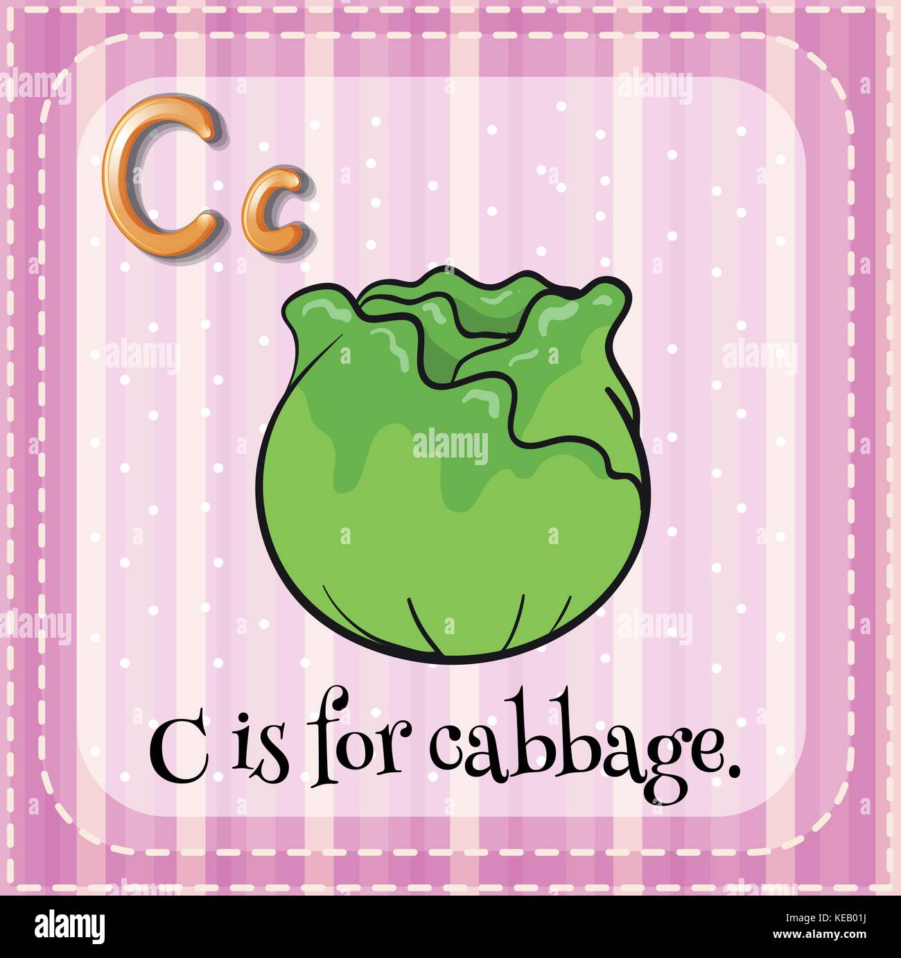Flashcard letter C is for cabbage with pink background Stock Vector ...