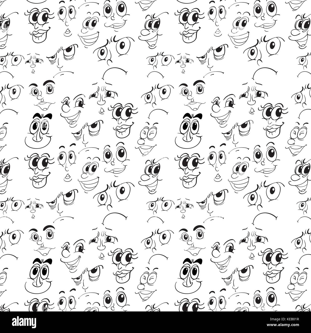 Seamless doodles of different facial expressions Stock Vector Image ...
