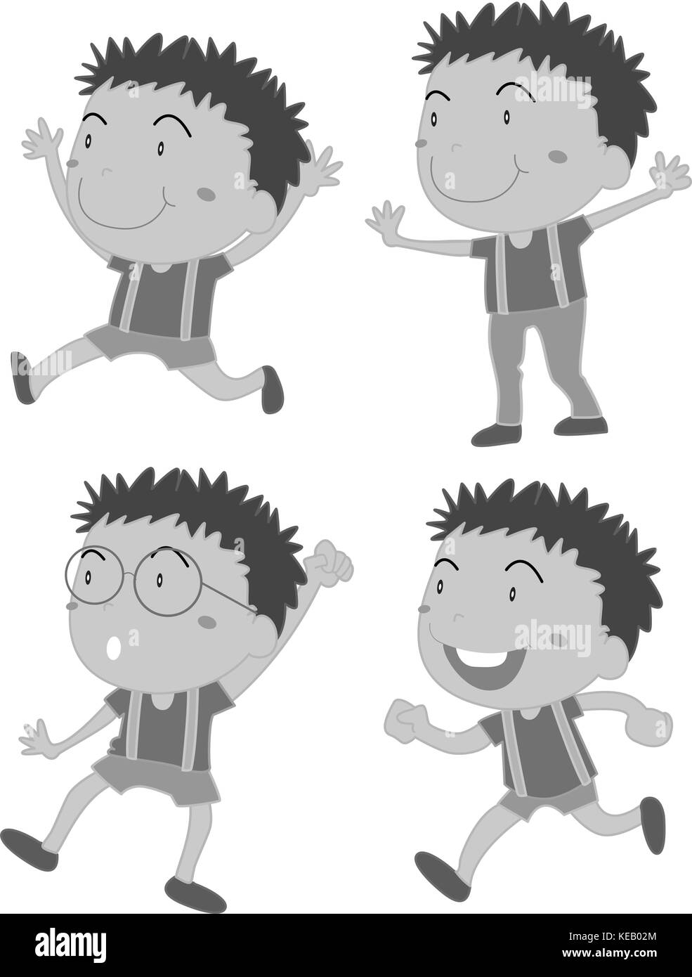 Happy boy in four different actions Stock Vector Image & Art - Alamy