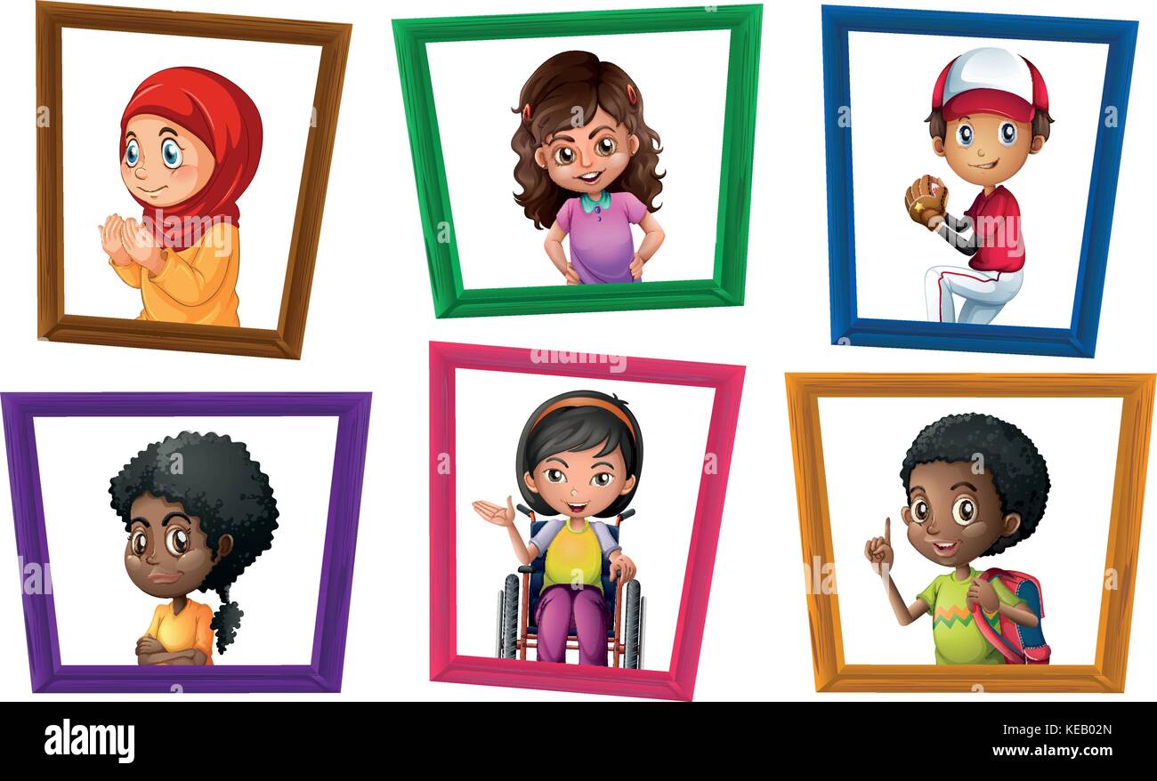 Children in different position in frames Stock Vector Image & Art - Alamy