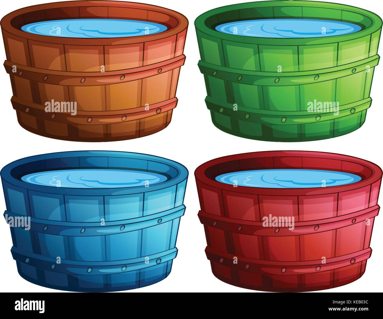 Illustration of four different color buckets Stock Vector Image & Art ...