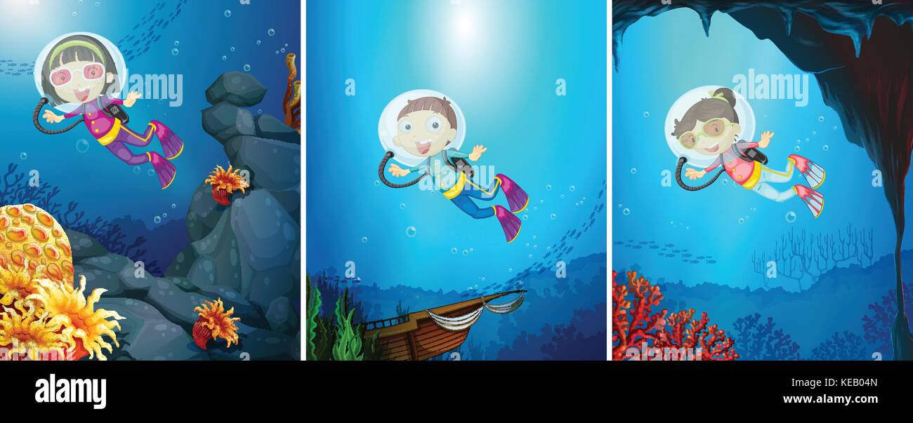 Woman diving ocean Stock Vector Images - Alamy