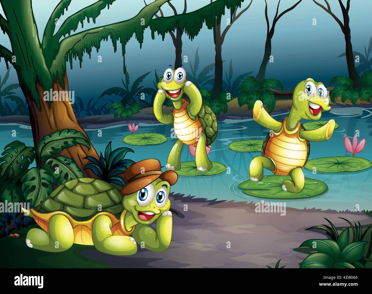 Pond turtles Stock Vector Images - Alamy