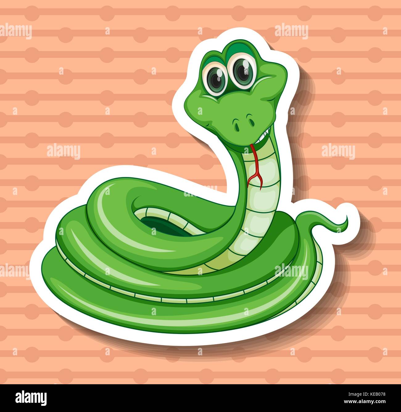 Sticker of a green snake on brown background Stock Vector Image & Art ...