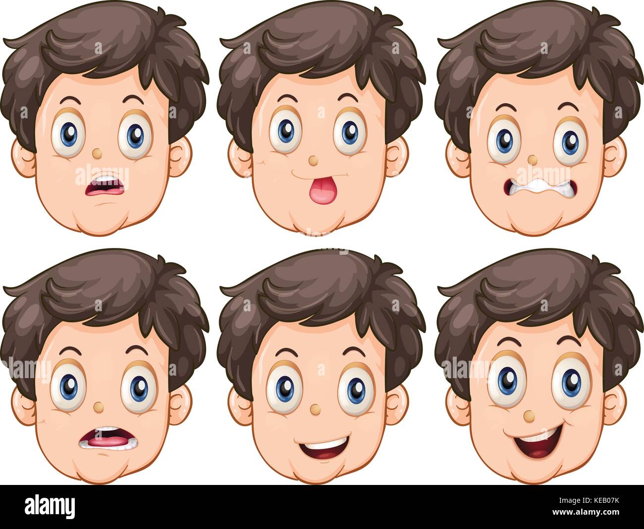 Boy different facial expressions illustration hi-res stock photography ...