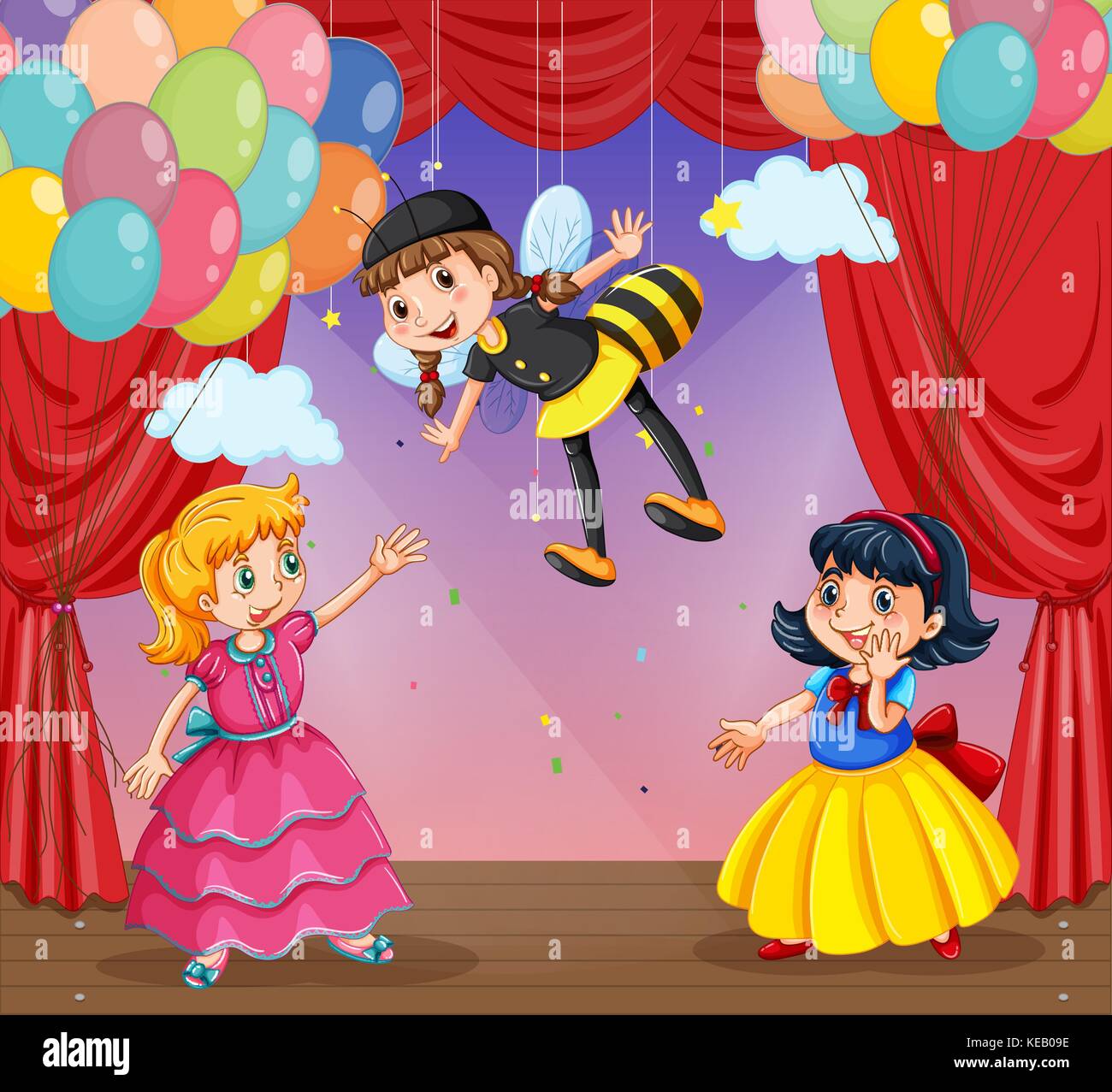 Girls performing a play on the stage Stock Vector Image & Art - Alamy