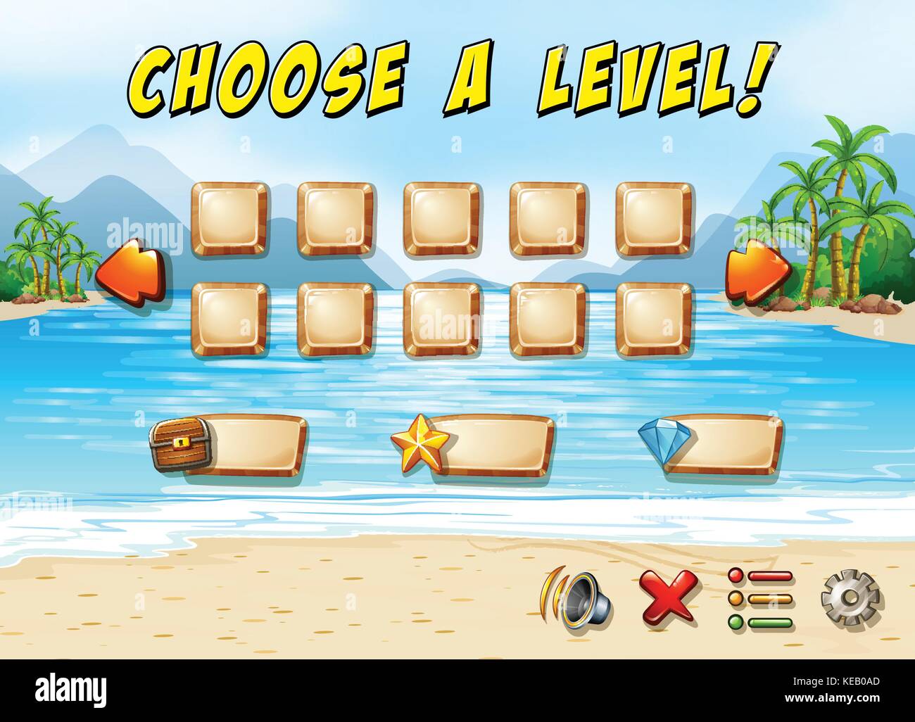 Game template with ocean and beach background Stock Vector Image & Art ...