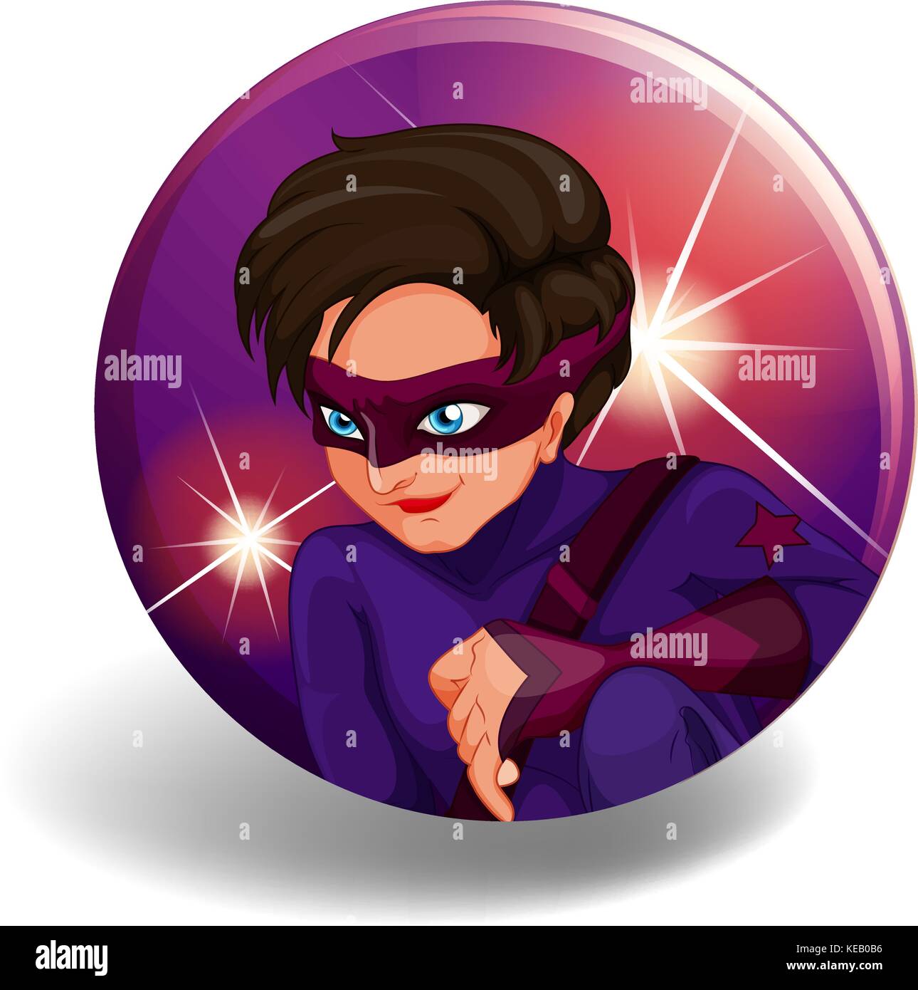 Round badge with superhero wearing mask Stock Vector Image & Art - Alamy