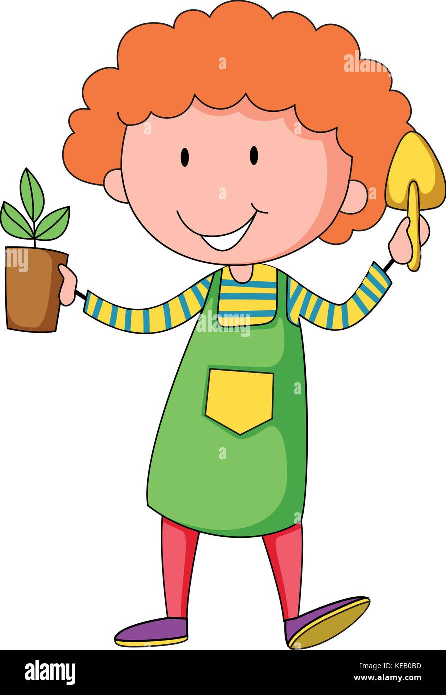 Gardener man shovel gardening Stock Vector Images - Alamy