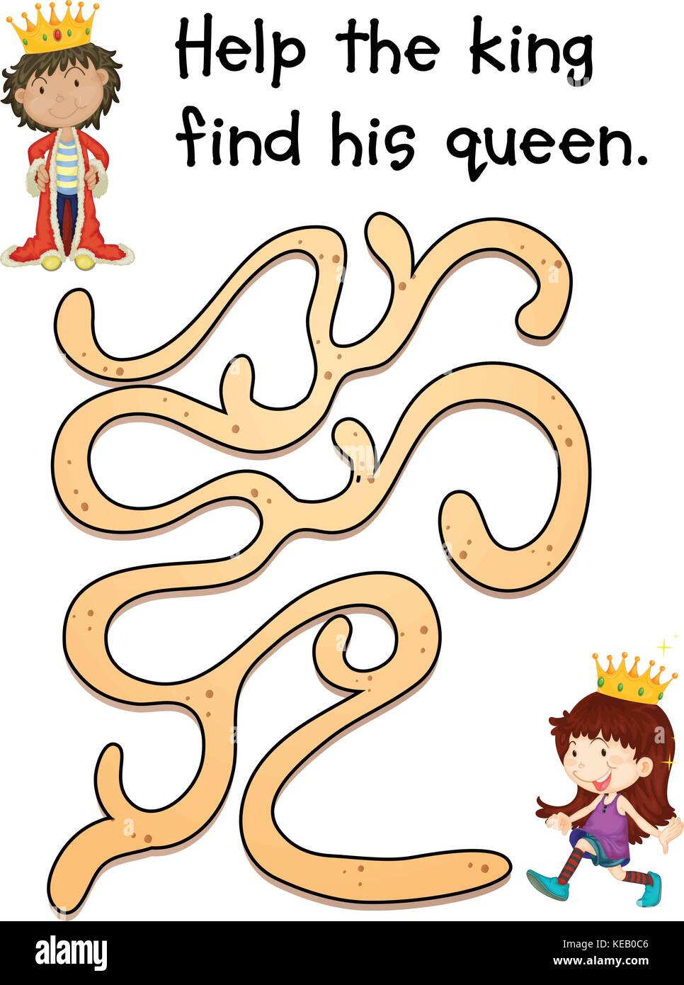 Illustration of a maze game with King and Queen Stock Vector Image ...