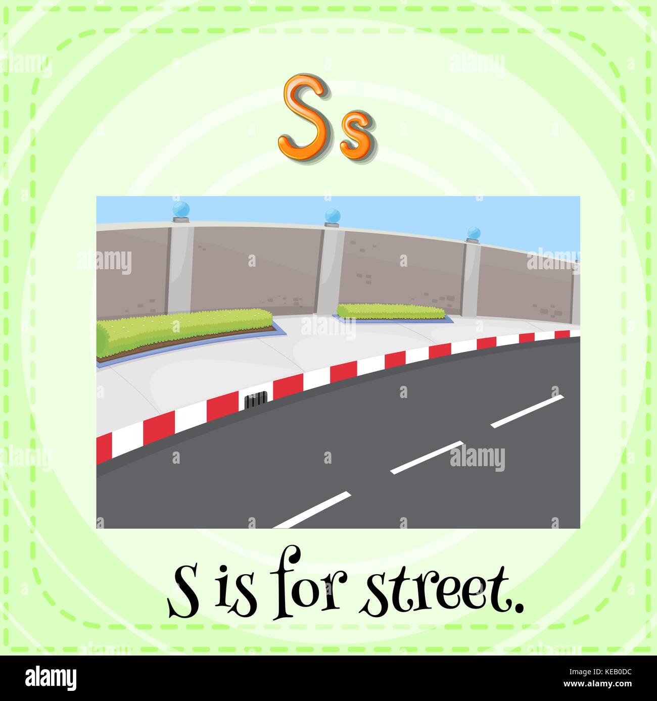 Flashcard letter S is for street with green background Stock Vector ...