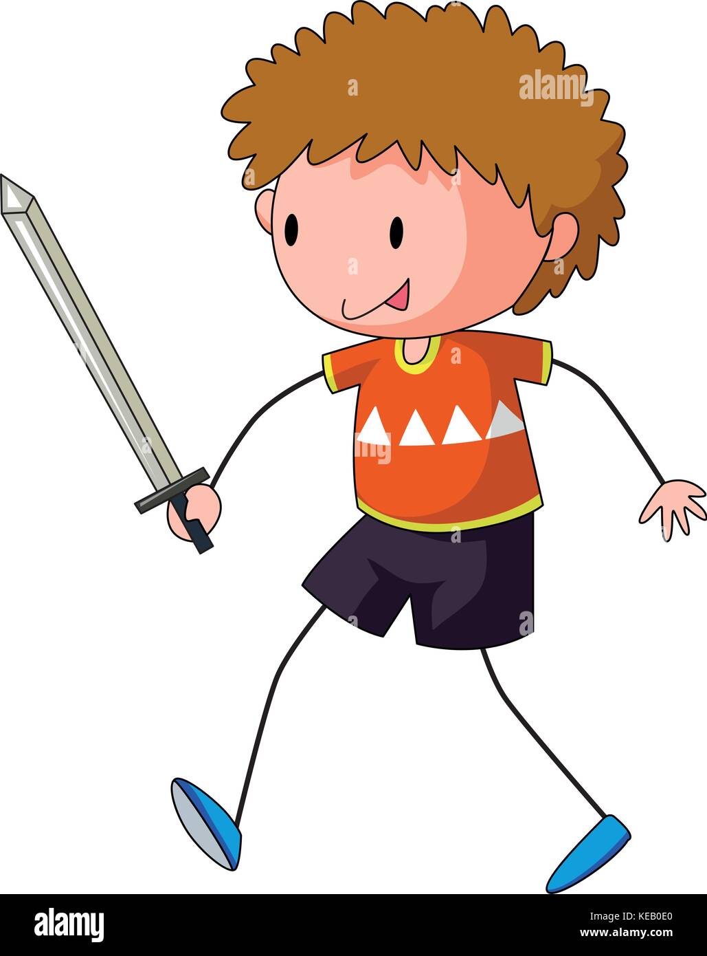 Closeup happy boy playing sword fight Stock Vector Image & Art - Alamy