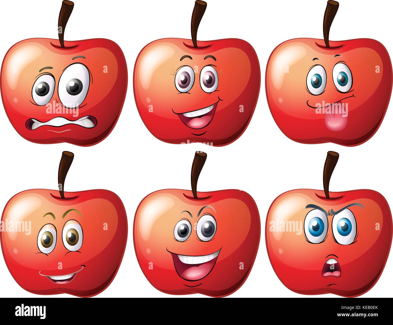 Illustration of apples with facial expressions Stock Vector Image & Art ...