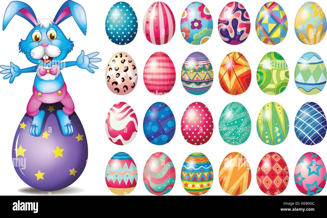 Easter bunny and many painted eggs Stock Vector Image & Art - Alamy