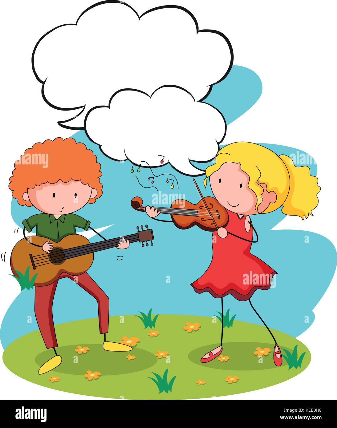 Two musicians playing instruments in the park Stock Vector Image & Art ...