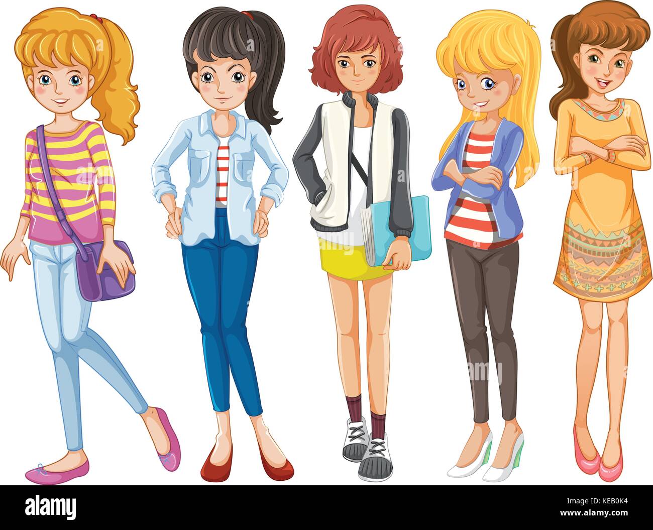 Happy girls standing together Stock Vector Images - Alamy