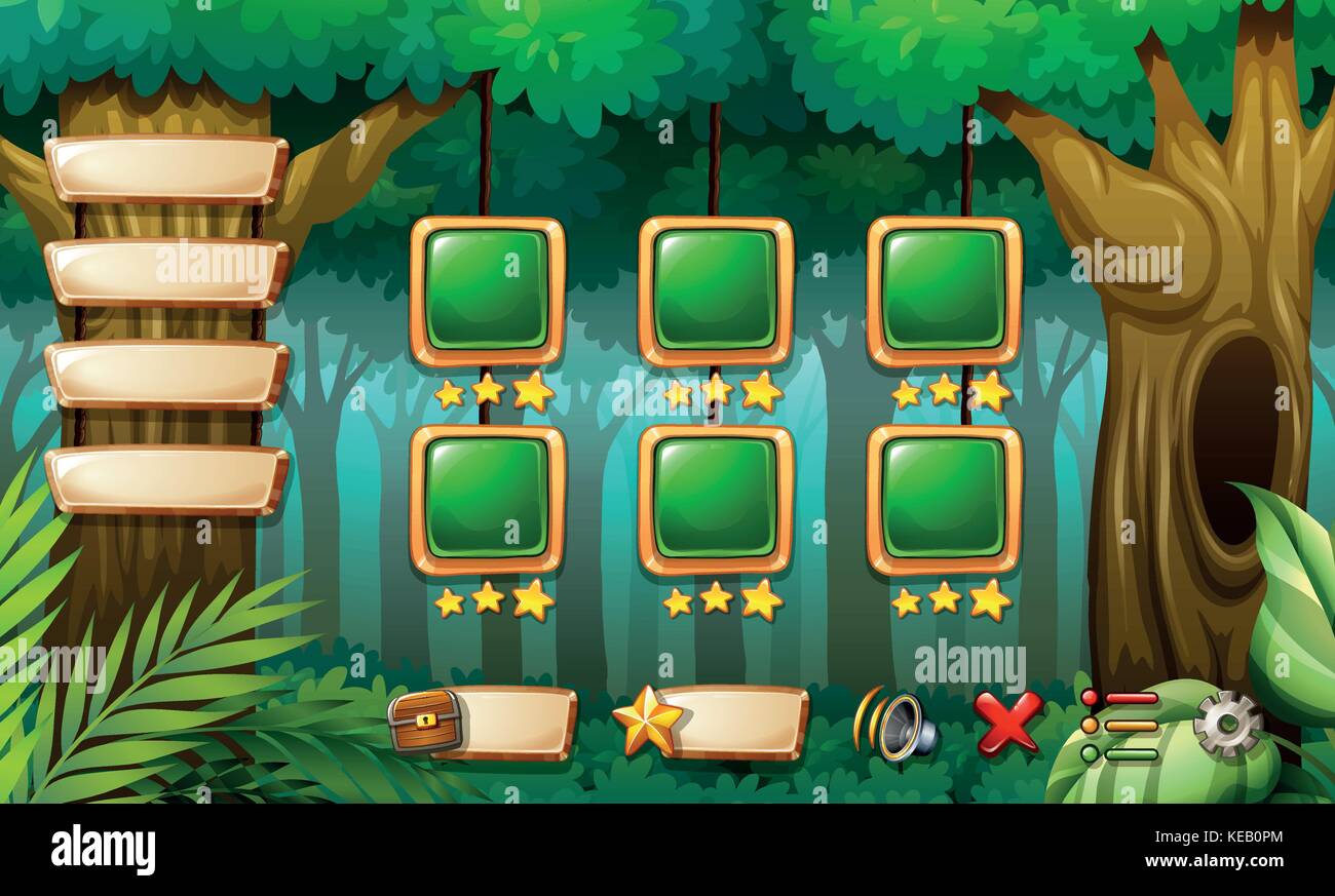 Computer game template with forest scene Stock Vector Image & Art - Alamy