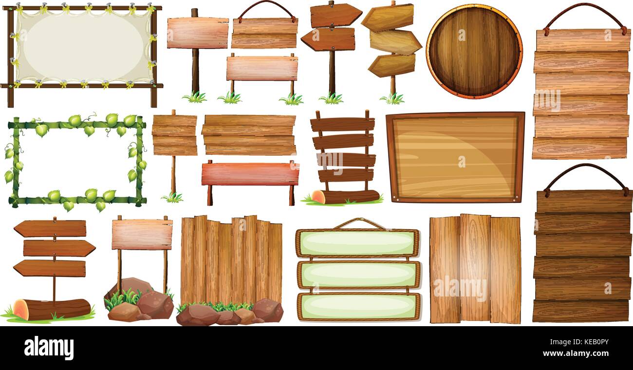 Different designs of wooden frames and signs Stock Vector Image & Art ...