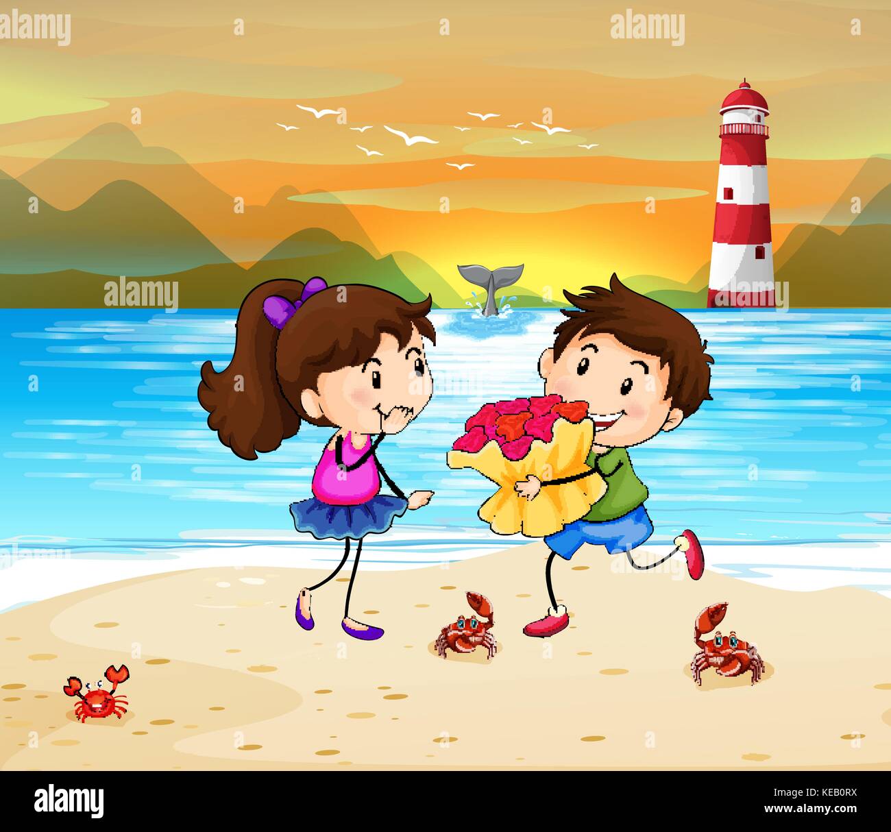 Boy giving flower to his girlfriend Stock Vector Image & Art - Alamy