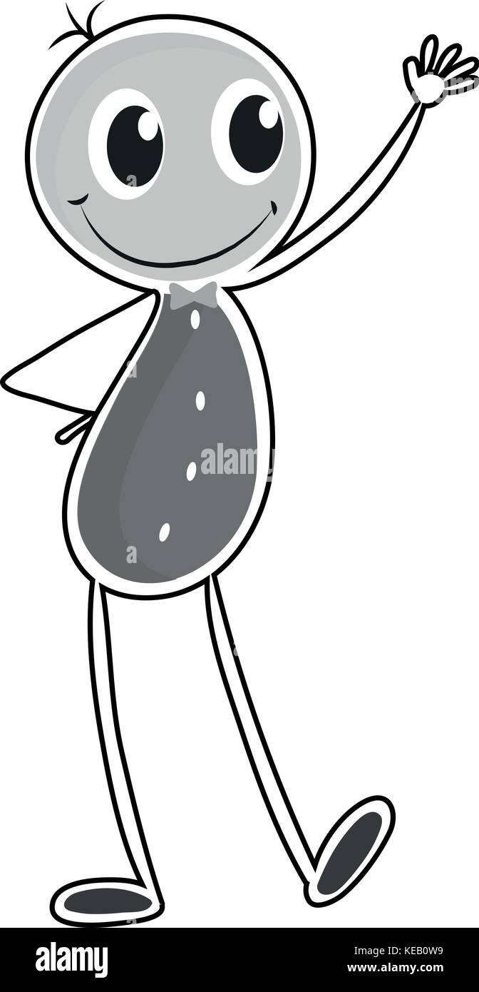 Doodle happy man waving the arm Stock Vector Image & Art - Alamy