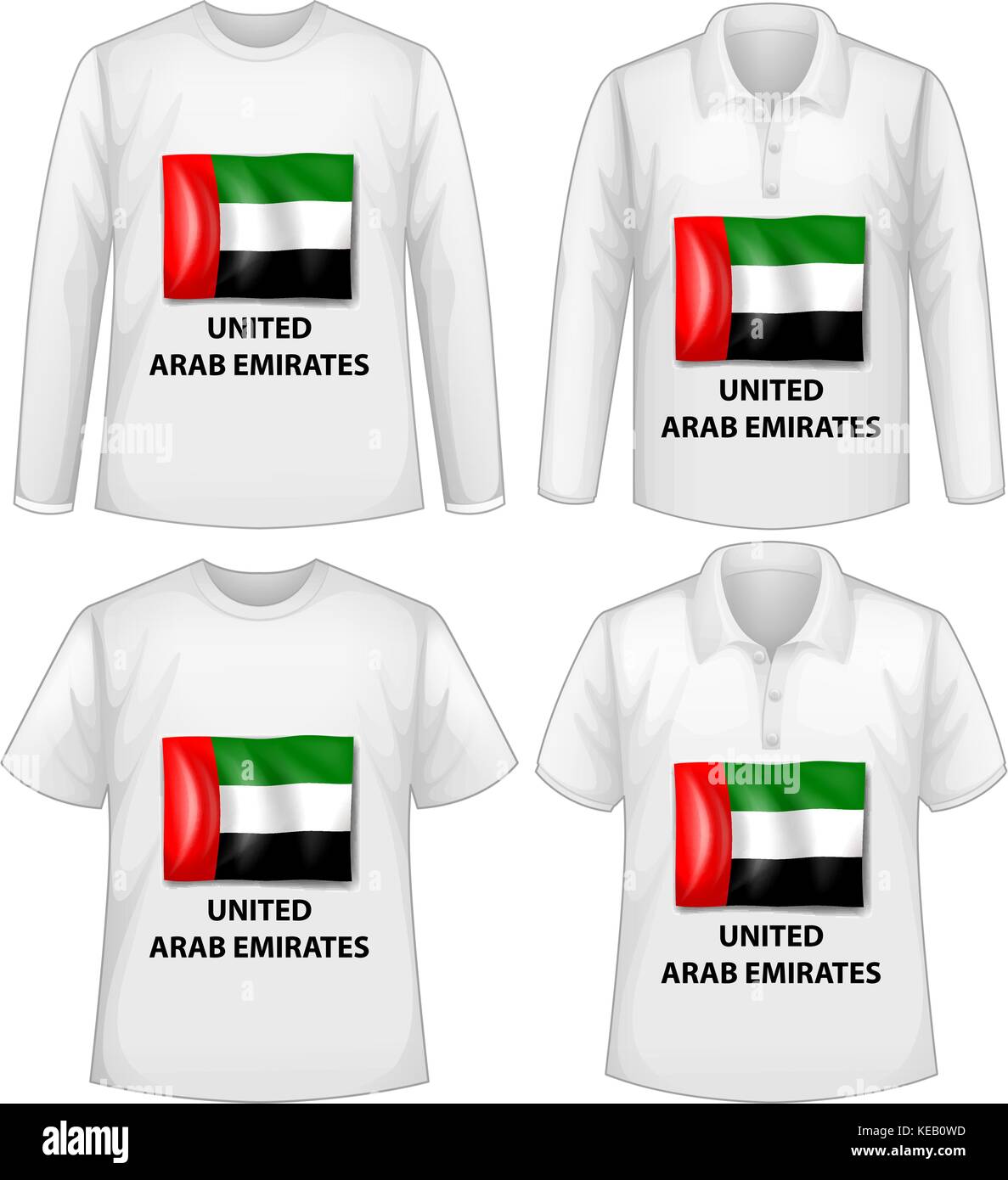 four designs of shirt with United Arab Emirates flag Stock Vector Image ...