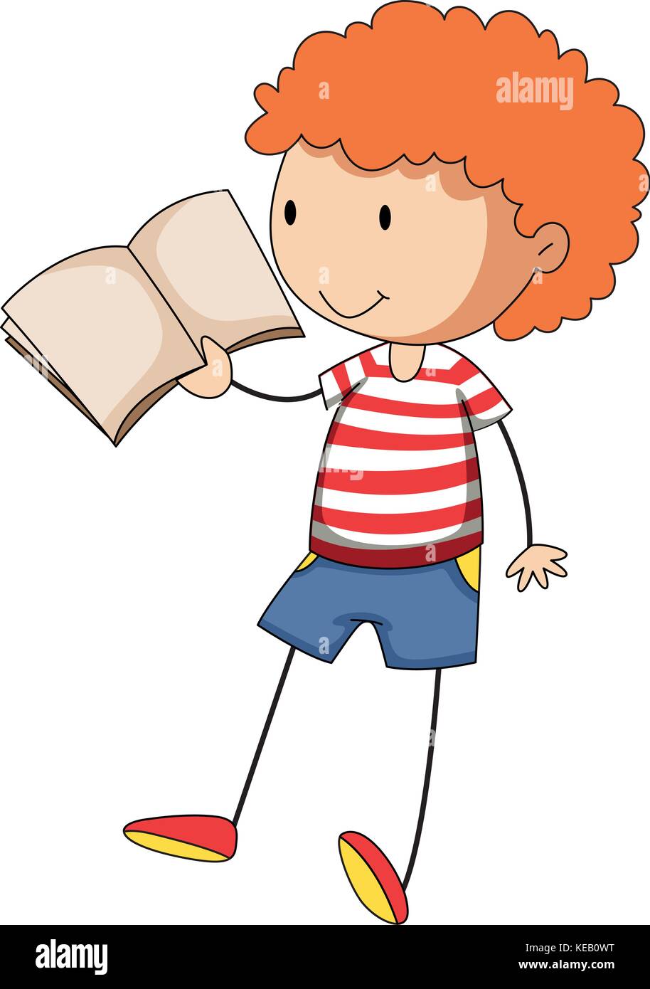 Happy boy reading a book by himself Stock Vector Image & Art - Alamy