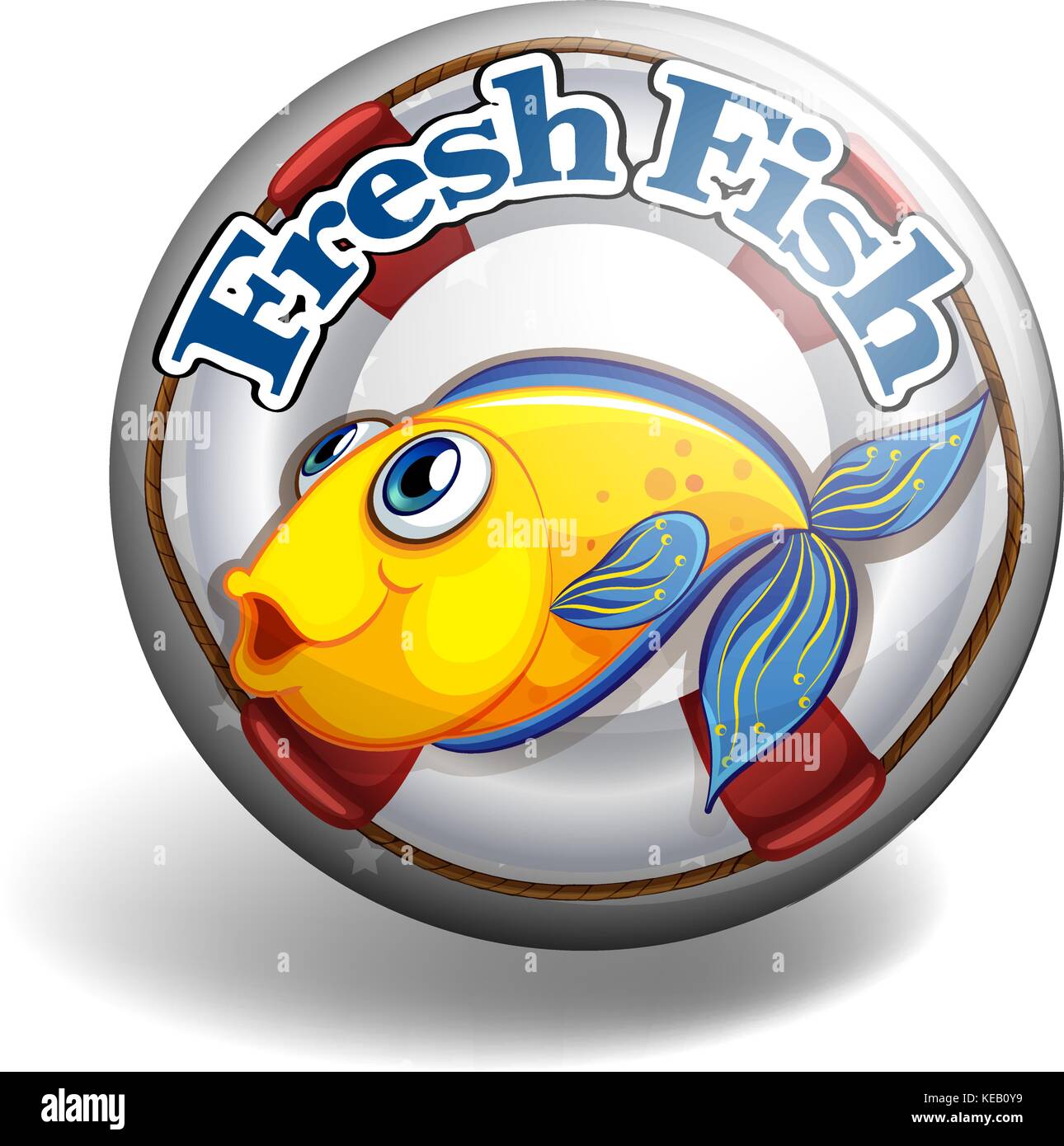 Badge with a fish picture and message 'Fresh Fish' Stock Vector Image ...