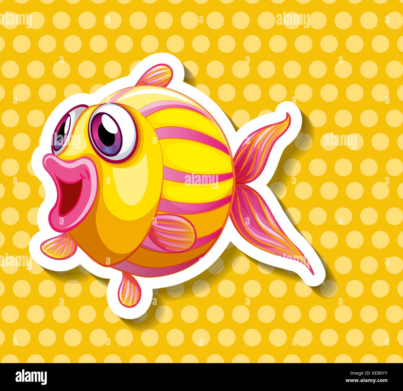 Closeup yellow fish on yellow polkadot background Stock Vector Image ...
