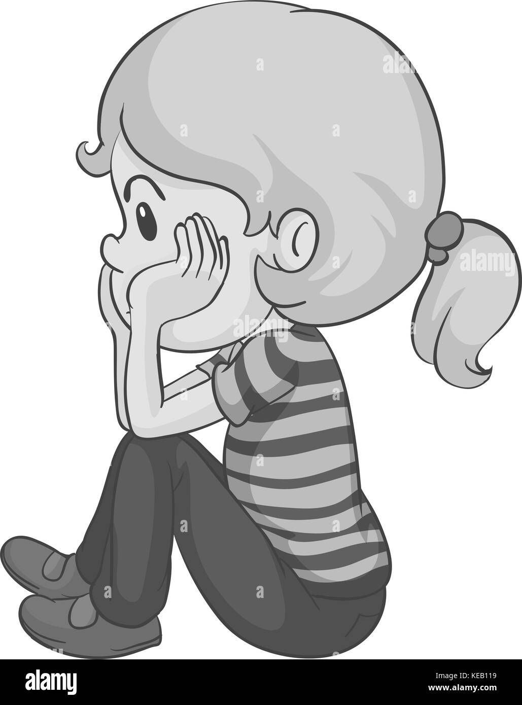 Close up cute girl sitting with head in her hands Stock Vector Image ...