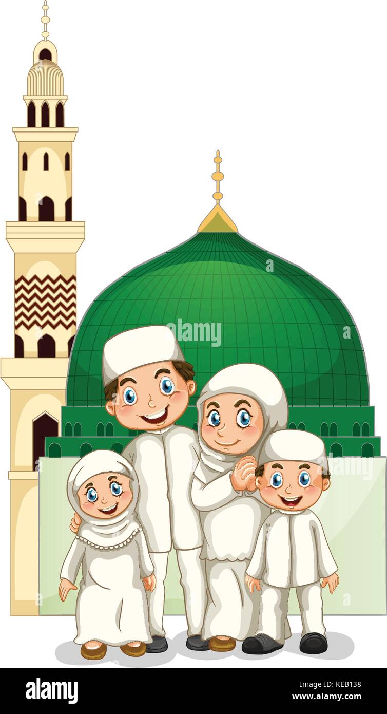 Muslim family with islamic temple Stock Vector Image & Art - Alamy
