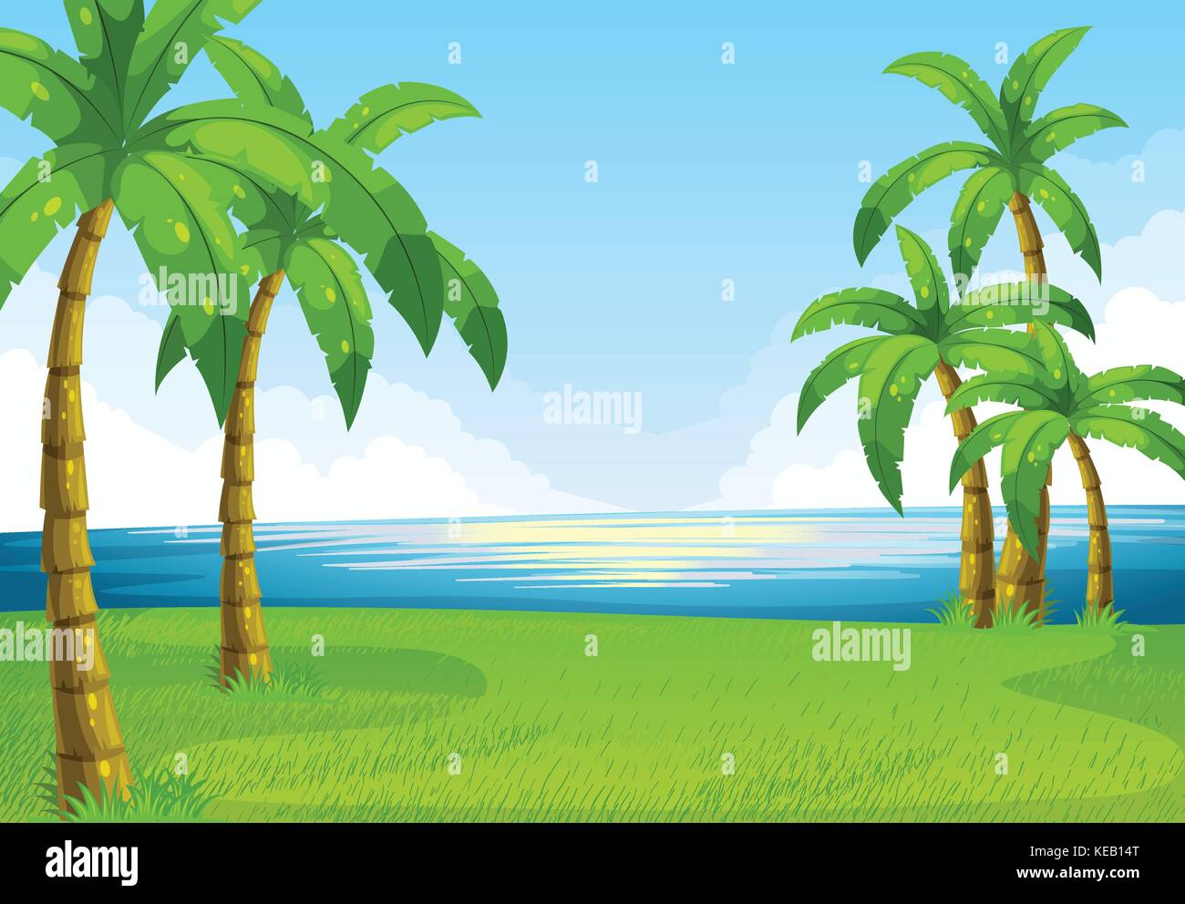 Ocean view with coconut trees Stock Vector Image & Art - Alamy