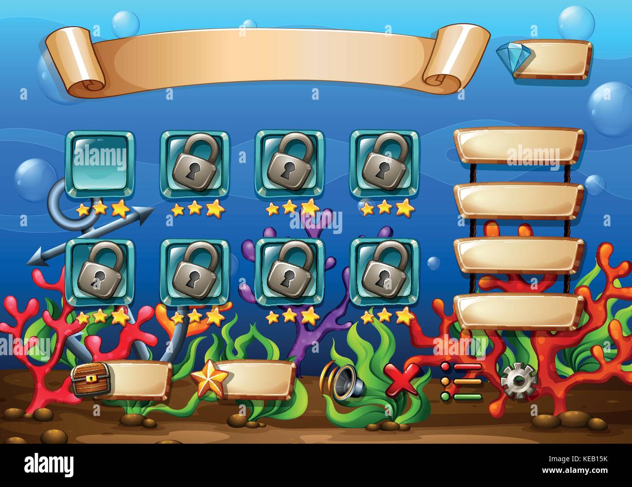 Game template with underwater background Stock Vector Image & Art - Alamy