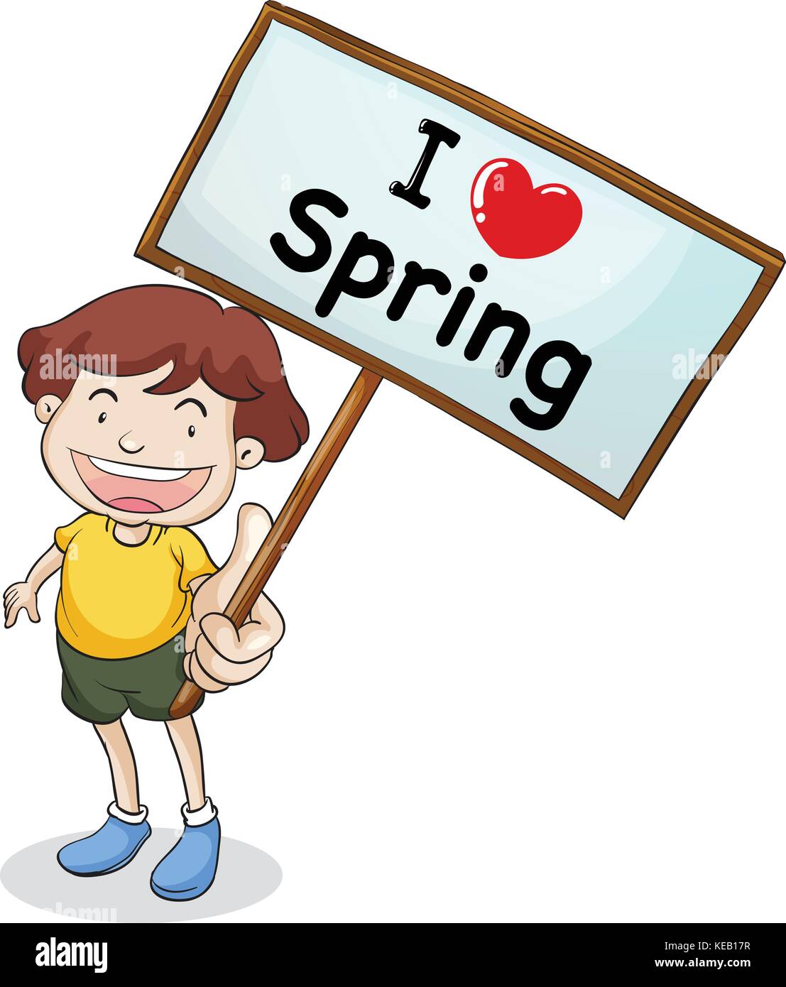 Boy holding I love spring sign Stock Vector Image & Art - Alamy