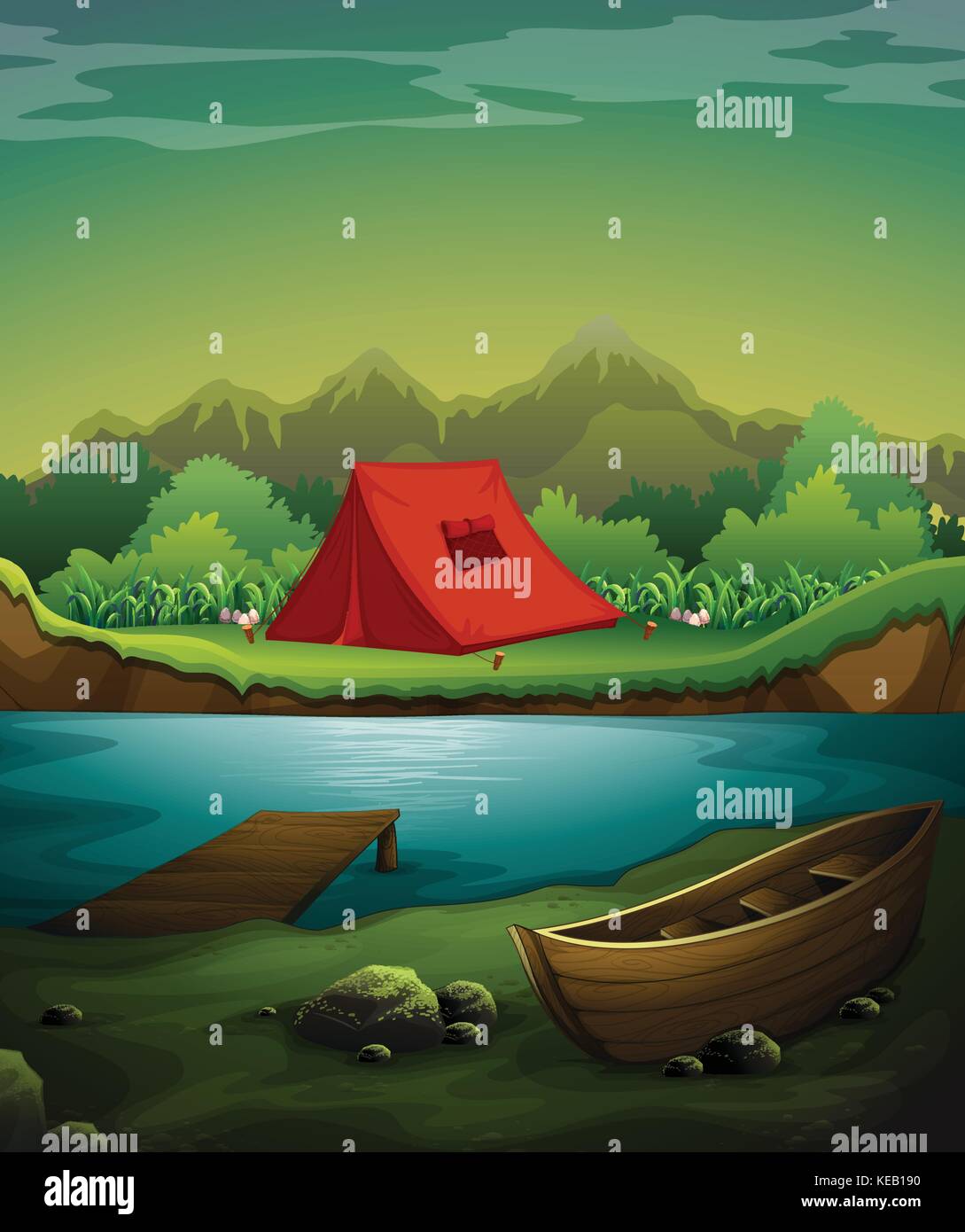 Camp out by the river with nature view Stock Vector Image & Art - Alamy