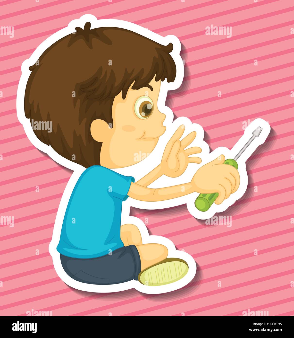 Closeup boy fixing something with a screwdriver Stock Vector Image ...