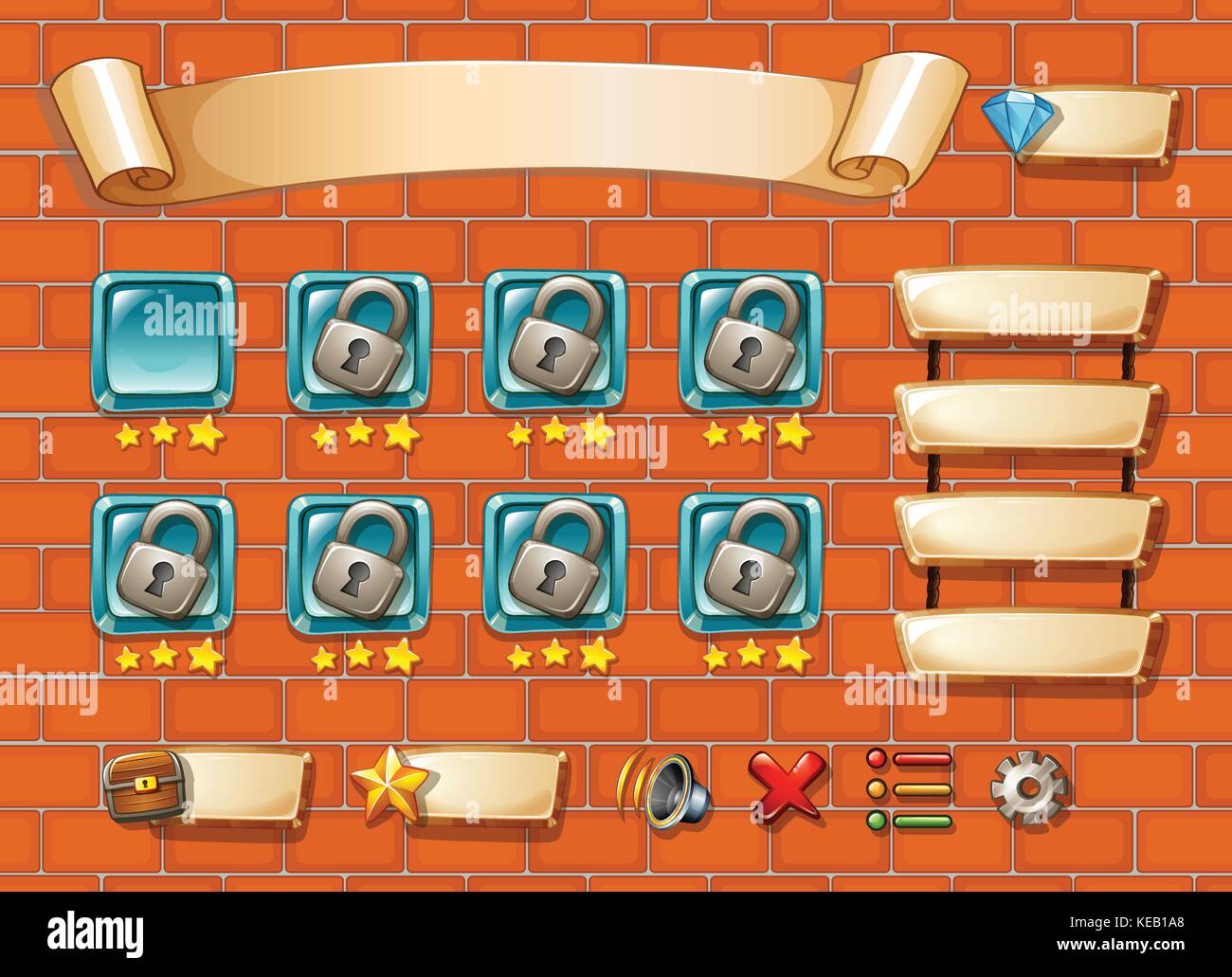 Illustration of computer game with bricks background Stock Vector Image ...