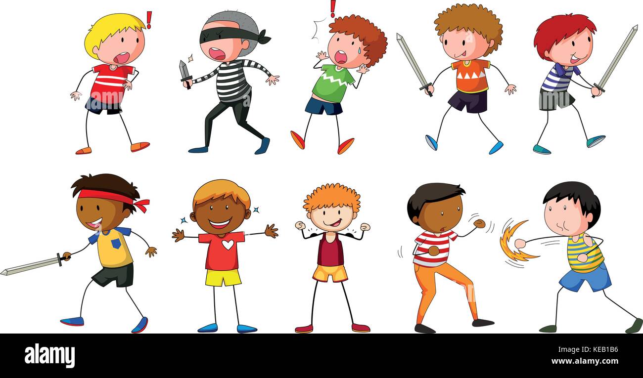 Man many things Stock Vector Images - Alamy